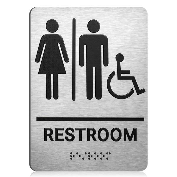 ・Restroom Signs with Crystal-Clear Guidance: Our 8"x6" all gender restroom sign combines high-contrast icons, tactile Br...