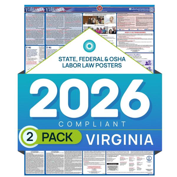 ・2026 Compliance Solution: Stay compliant with the updated Virginia labor law poster 2026 English, featuring OSHA, FMLA,...