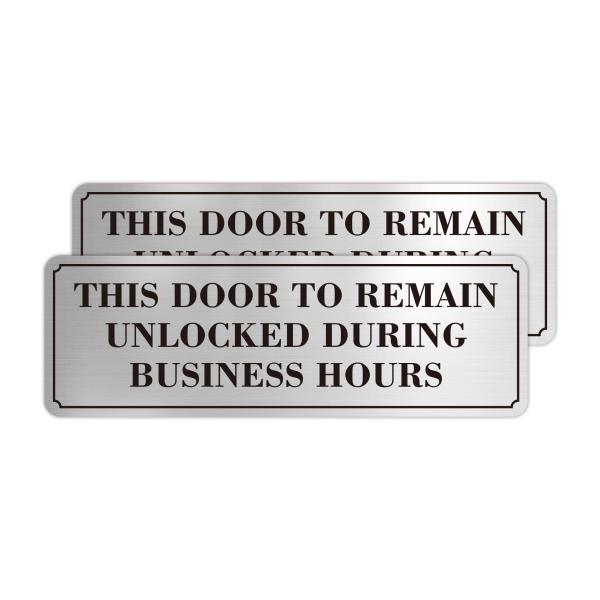 ・【PACKAGING CONTENT】: You will receive 2pcs silver this door to remain unlocked during business hours sign，which comes w...