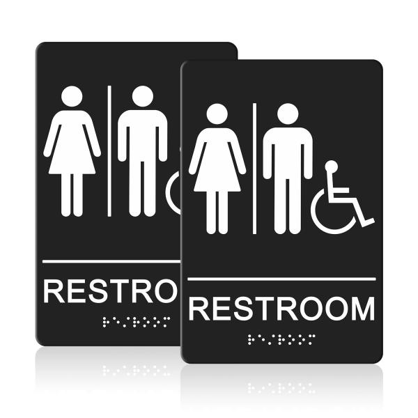 ・Easy to Install: This gender neutral bathroom sign comes with strong self-adhesive that can firmly adhere to smooth sur...