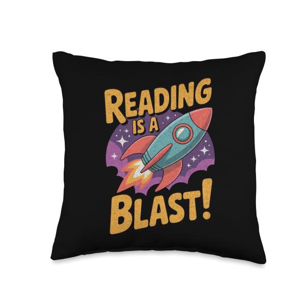 ・Inspiring design featuring a vibrant rocketship blasting off with the motivational quote: "Reading is a Blast"-perfect ...