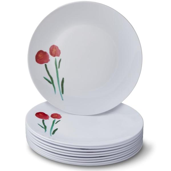 ・STUNNING DESIGN: These dessert plates feature an elegant white base adorned with a vibrant red floral print, adding cha...