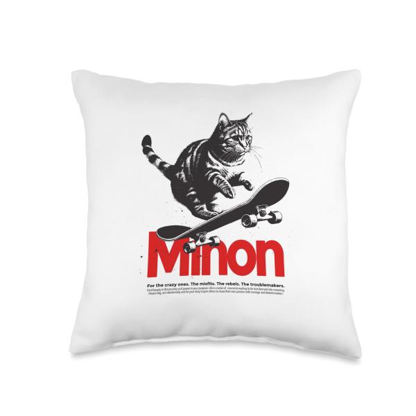 ・Adorable boy's name MINON with a cool cat and skateboard. Great gift idea for cool boys named MINON. For smart, self-co...