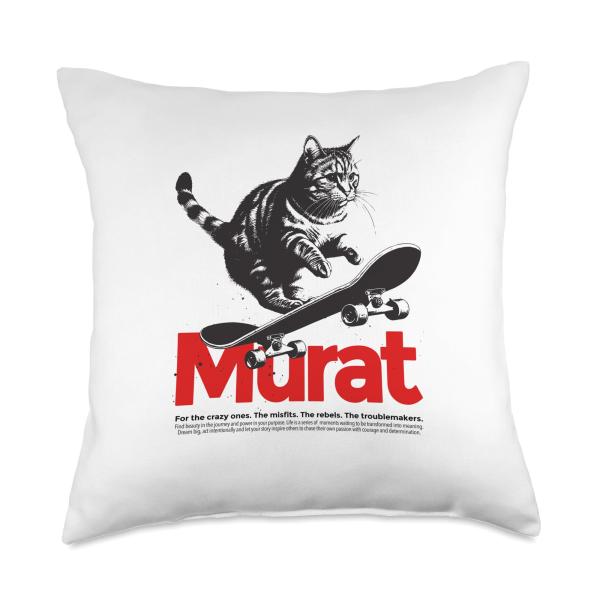 ・Adorable boy's name MURAT with a cool cat and skateboard. Great gift idea for cool boys named MURAT. For smart, self-co...