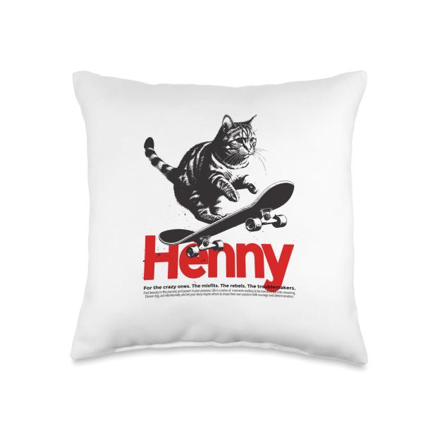 ・Adorable boy's name HENNY with a cool cat and skateboard. Great gift idea for cool boys named HENNY. For smart, self-co...