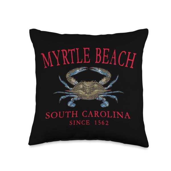 ・Myrtle Beach South Carolina since 1562 blue claw crab red arched letters design historic Myrtle Beach South Carolina va...