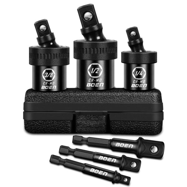・【Professional Impact Universal Joint Socket ＆ Drill Adapter Set】This premium-grade swivel socket set includes three dri...