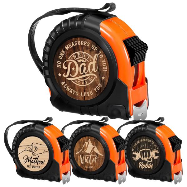 ・Show your appreciation for dad or grandpa with this custom tape measure featuring the phrase No One Measures Up and per...