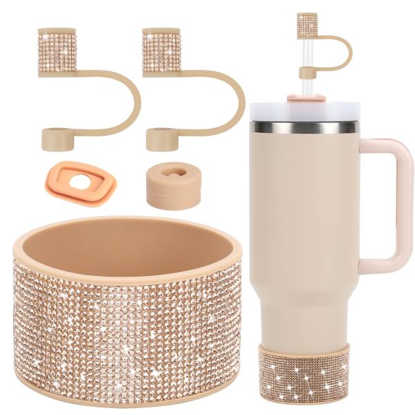 ・Dazzling Diamond Accents: Features hand-set sparkling rhinestones on both the straw lid and protective boot, adding gla...