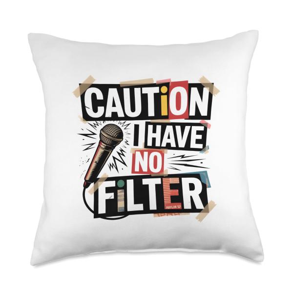 ・Bold design featuring the phrase Caution I Have No Filter in a raw, punk-inspired layout. Perfect for anyone who lives ...