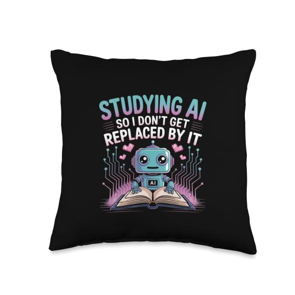 ・Unique AI Humour Design: Eye-catching cartoon robot graphic with bold "My Job Is Safe Until The AI Learns Sarcasm" slog...