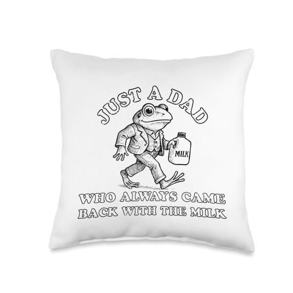 ・Amphibiously Dependable. This retro graphic features a frog proudly carrying milk, flipping the famous "dad left and ne...
