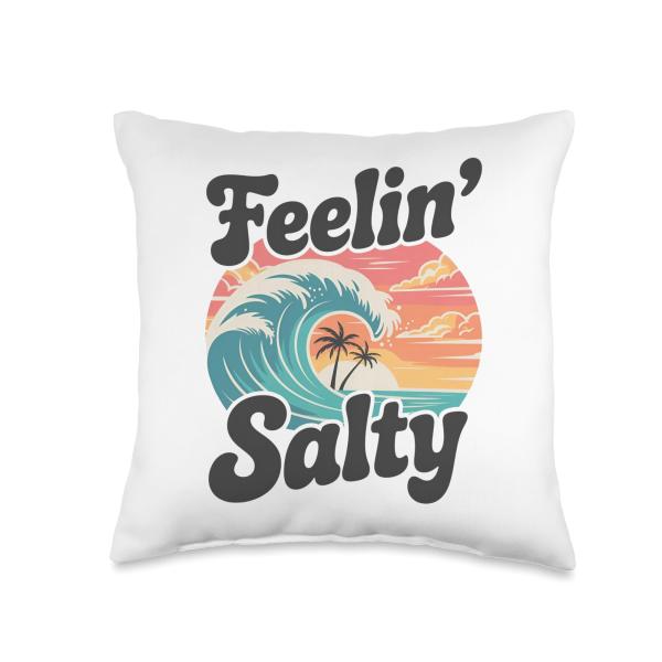 ・Feeling Salty top featuring a retro 70s vintage sunset, surf board and palm trees in a distressed style print. Check ou...