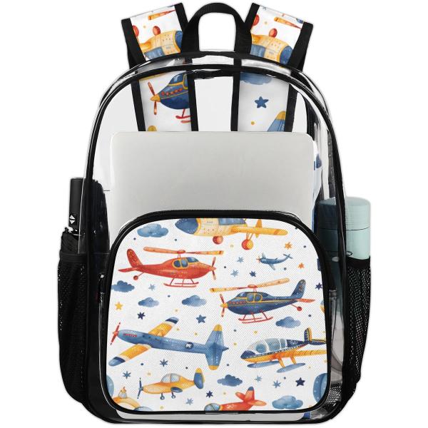 ・THICKENED PVC MATERIAL: This transparent backpack is made of high quality thickened PVC plastic. The printed part is ma...