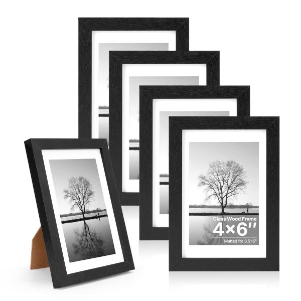 ・高品質のMDF木材のような素材、丈夫でメンテナンスが簡単 4 x 6インチの写真フレームは、高密度のMDFベース素材でできており、高精細な本物のガラスパネルとペアになっています。 4x6フレームは硬度が高く、変形しにくく、長期間使用しても...