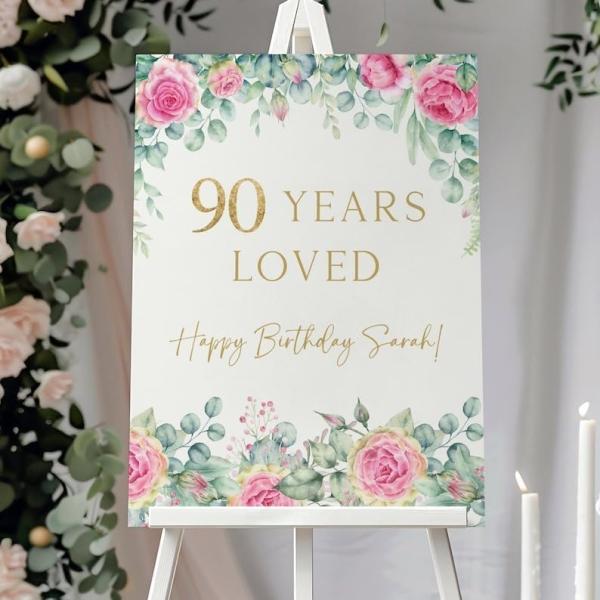 ・CUSTOMIZATION: Fully personalized birthday welcome sign featuring elegant typography, customizable names, date, and flo...