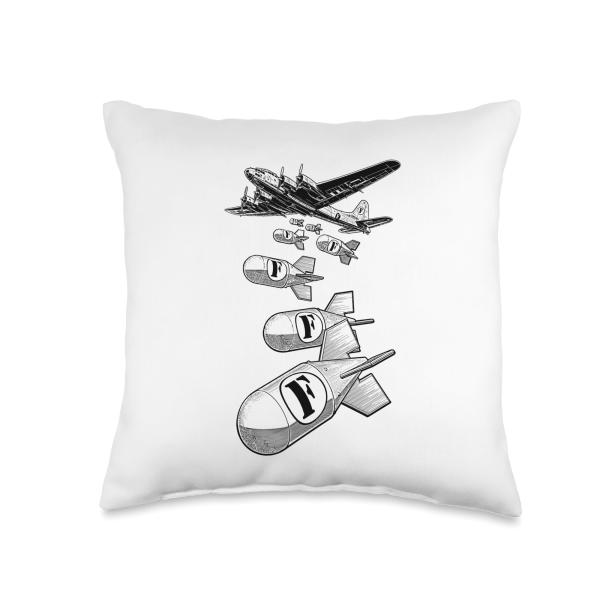 ・Sarcastic anti social swearing carpet bomber. Funny retro vintage war airplane dropping inappropriate cussing bombs gra...