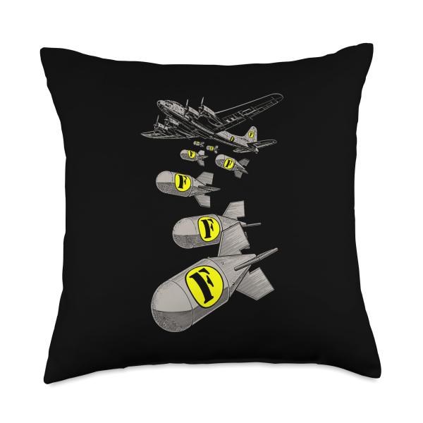 ・Sarcastic anti social swearing carpet bomber. Funny retro vintage war airplane dropping inappropriate cussing bombs gra...