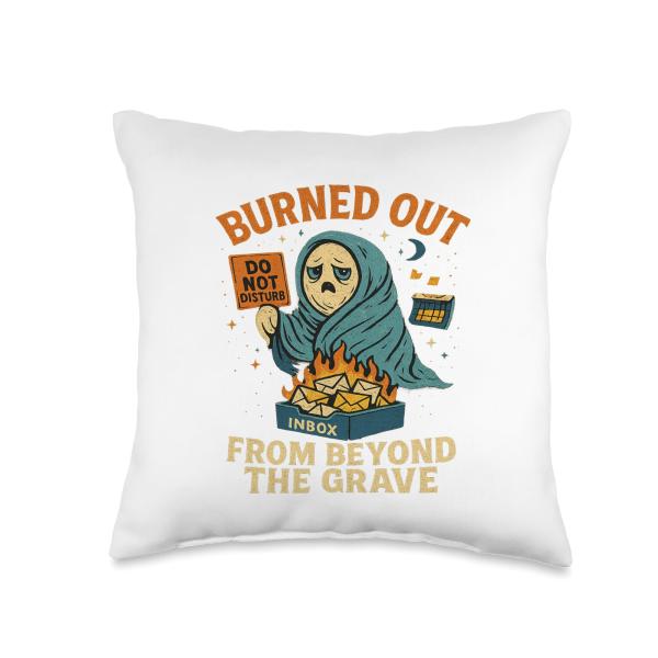 ・This funny burnout design features a tired ghost wrapped in a blanket with a flaming inbox, that does not wish to be di...