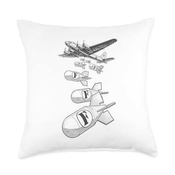 ・Sarcastic anti social swearing carpet bomber. Funny retro vintage war airplane dropping inappropriate cussing bombs gra...