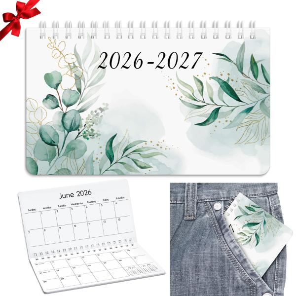 ・【2年マンスリープラン】長期計画に最適なスパイラル2026-2027年ポケットカレンダーが登場です;閉じた状態は3.5×6.5インチ、開いたときは7.8×6.5インチで、コートのポケットや財布に簡単に収まり、2年間の日常生活や仕事の記録に...