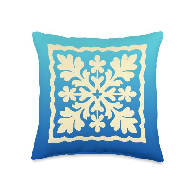 ・Bring island charm home with this modern stylized Hawaiian quilt design in blue ocean seafoam colors. Inspired by tradi...
