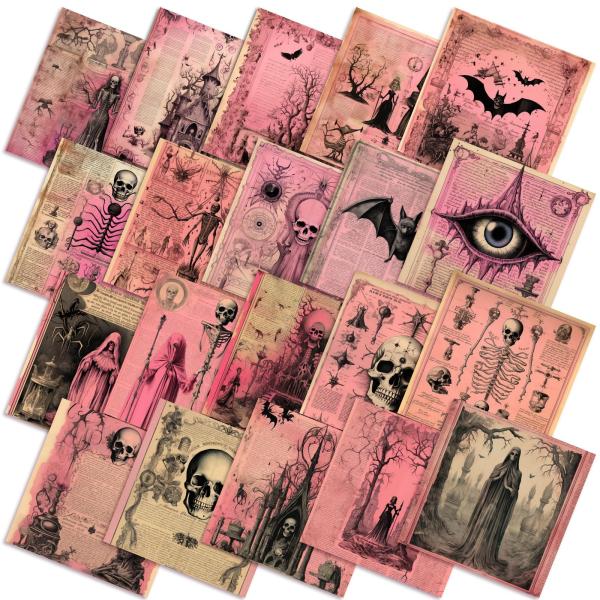 ・Pink Halloween Theme: impart life to your creations with our Halloween fabric, each square is full of vintage colors; T...