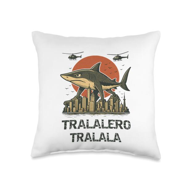 ・Absurdly Hilarious Design Features a shark in sneakers rampaging over a city, blending absurd Italian brainrot humor wi...
