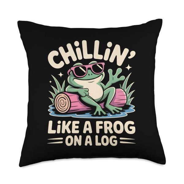 ・Relax in style with this funny frog design featuring a chill amphibian in pink sunglasses sitting on a log. Perfect for...