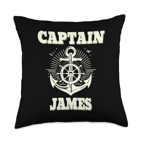 ・Classic nautical illustration featuring a bold anchor, ship wheel, and water waves with strong block text reading Capta...