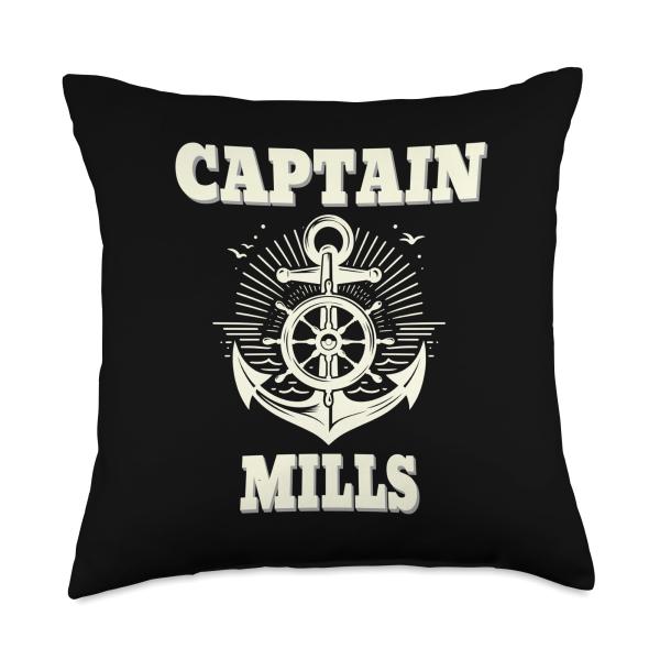 ・Classic nautical illustration featuring a bold anchor, ship wheel, and water waves with strong block text reading Capta...