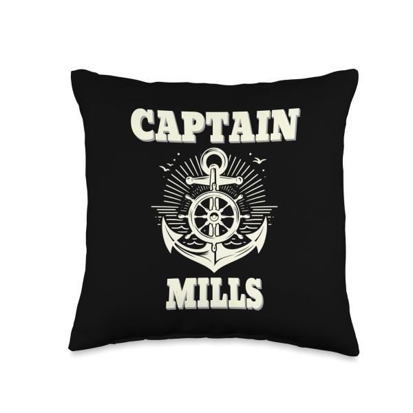 ・Classic nautical illustration featuring a bold anchor, ship wheel, and water waves with strong block text reading Capta...