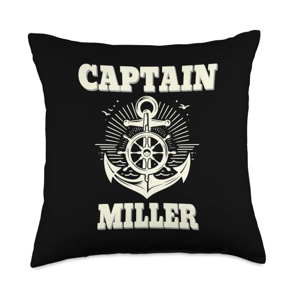 ・Classic nautical illustration featuring a bold anchor, ship wheel, and water waves with strong block text reading Capta...
