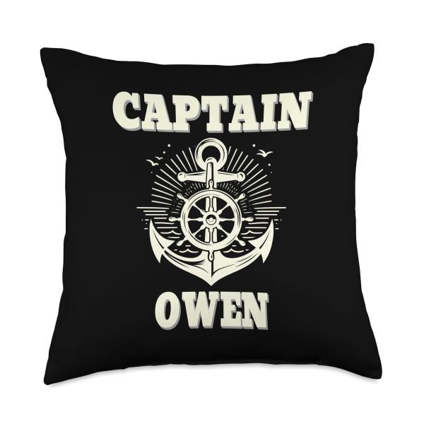 ・Classic nautical illustration featuring a bold anchor, ship wheel, and water waves with strong block text reading Capta...