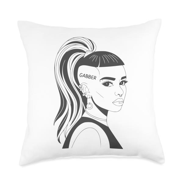 ・Hardcore attitude meets underground style this bold design features a fierce gabber girl rocking side shave, piercings,...