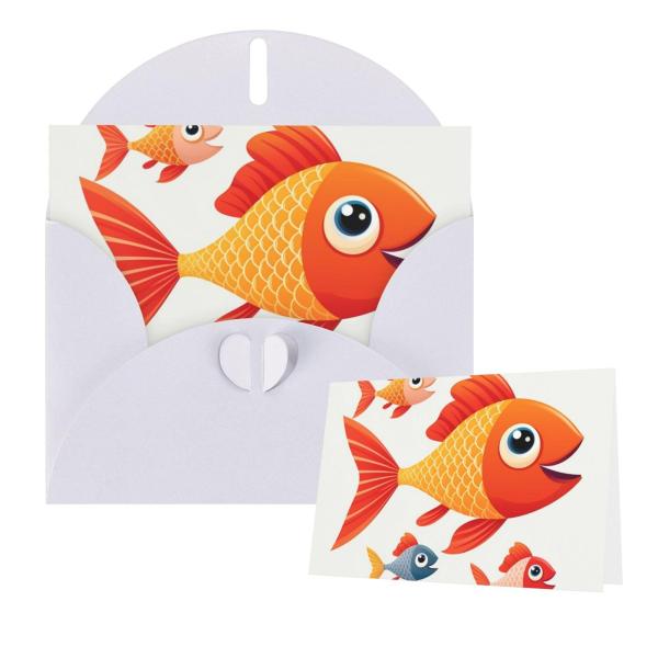 ・EXCELLENT QUALITY: Inspirational cards with envelopes are made of thick heavy duty matte card stock. Cartoon Fish Greet...