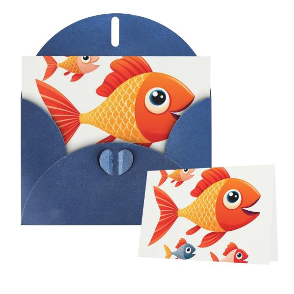 ・EXCELLENT QUALITY: Inspirational cards with envelopes are made of thick heavy duty matte card stock. Cartoon Fish Greet...