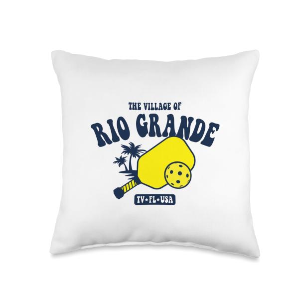 ・The Village of Rio Grande retro text with pickleball, pickleball paddle and palm tree design. Perfect for residents, vi...