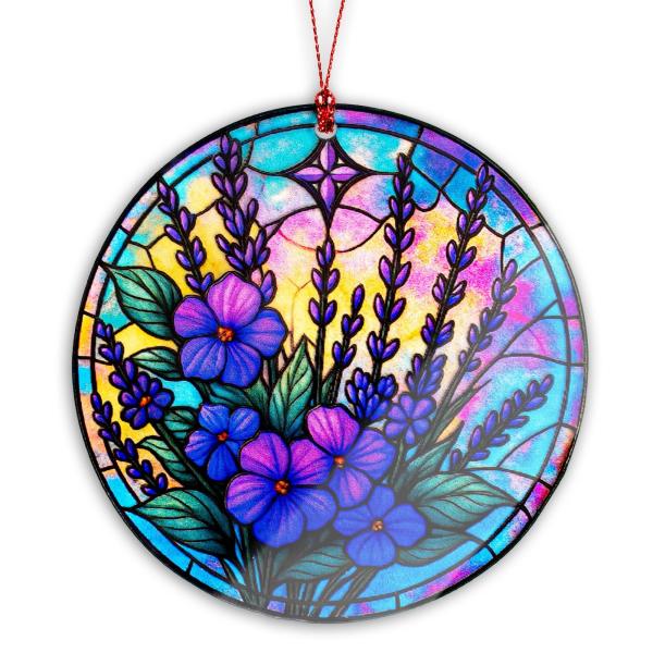 ・? ELEGANT PURPLE FLOWER SUNCATCHER ORNAMENT This vibrant purple flower suncatcher adds a glowing touch to any space. Ha...