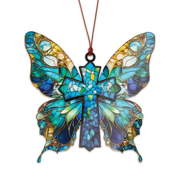 ・? Elegant Easter Butterfly Design - Beautiful stained-glass-inspired butterfly ornament symbolizing renewal, hope, and ...