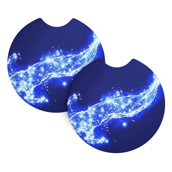 ・YYHWHJDE Space Luminary Picture Car Coasters 2 Pack is crafted from durable chloroprene rubber material, designed to wi...