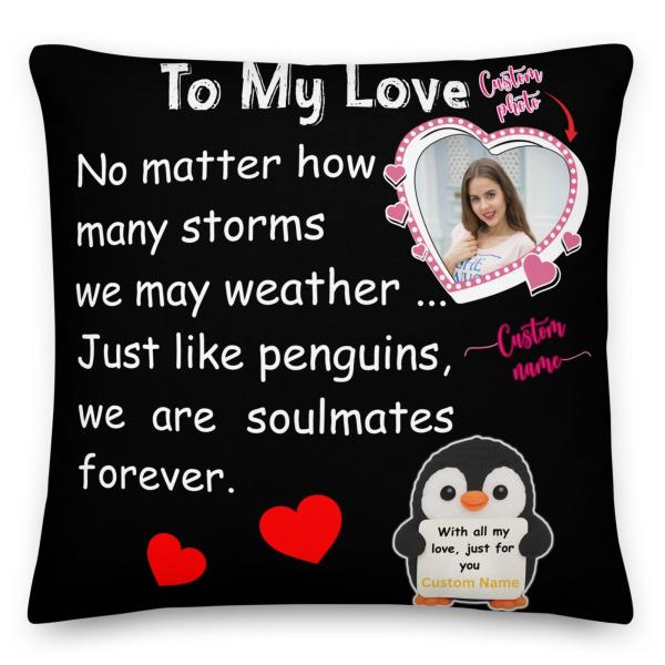 ・Personalized penguin pillow with heartfelt message-an adorable gift for your boyfriend, girlfriend, husband, or wife. P...