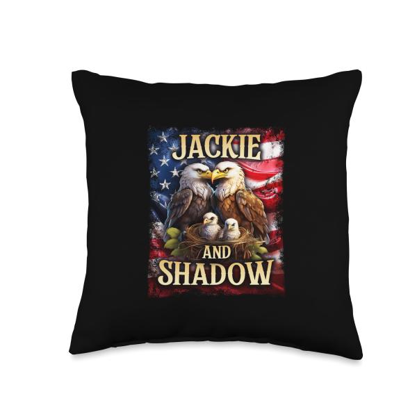 ・Jackie And Shadow Bald Eagle On US American Flag - the design shows the two famous Bald Eagles - Jackie and Shadow in t...