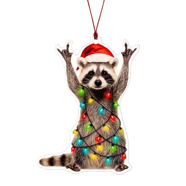 ・? Hilarious Racoon Ornament - A Tree Decoration That Rocks!: This 4-inch acrylic racoon ornament features a mischievous...
