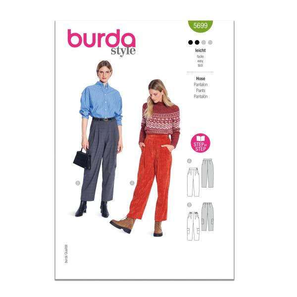 ・Burdaパターンキットには、生地を切り抜くためのパターンピース、縫製プロセスのガイドとなるステップバイステップの書面と図解の説明、生地とトリムの選択方法、サイズ情報が含まれています。・これらの衣類の縫製パターンは、ミスサイズ10-22(...
