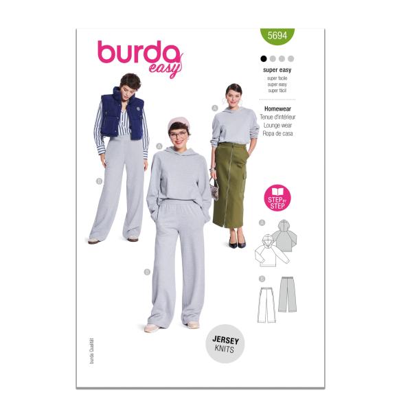・Burdaパターンキットには、生地を切り抜くためのパターンピース、縫製プロセスのガイドとなるステップバイステップの書面と図解の説明、生地とトリムの選択方法、サイズ情報が含まれています。・これらの衣類の縫製パターンは、ミスサイズ10-22(...