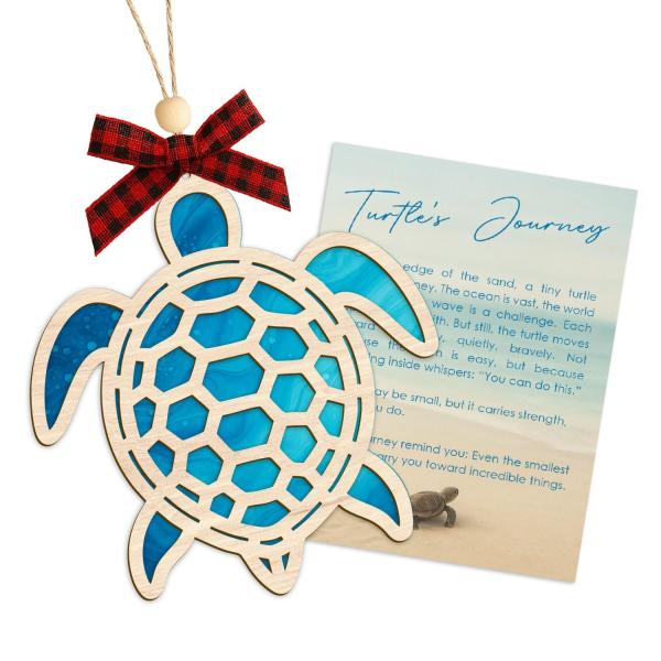 ・? SEA TURTLE ORNAMENT - A beautifully crafted ornament with ocean-inspired blue design, symbolizing strength, persevera...