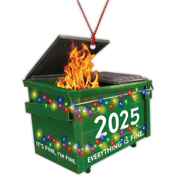 ・? Dumpster Fire Ornament 2025 with Sun Catcher Effect: Celebrate the chaos of the year with this hilarious Dumpster Fir...