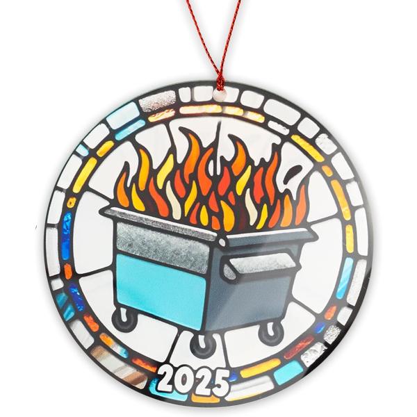 ・? Dumpster Fire Ornament 2025 with Sun Catcher Effect: Celebrate the chaos of the year with this hilarious Dumpster Fir...