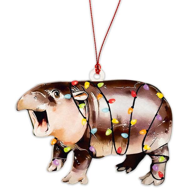 ・? Funny Hippo Ornament with Colorful Lights: Add joy to your Christmas decor with this hilarious hippopotamus for Chris...